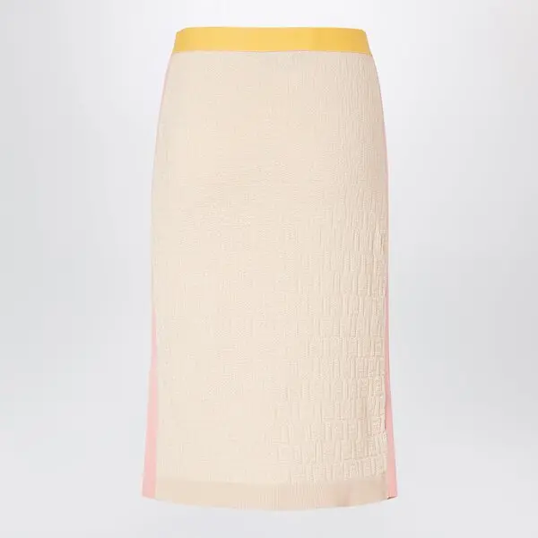 Fendi Light Beige Cotton And Silk Skirt