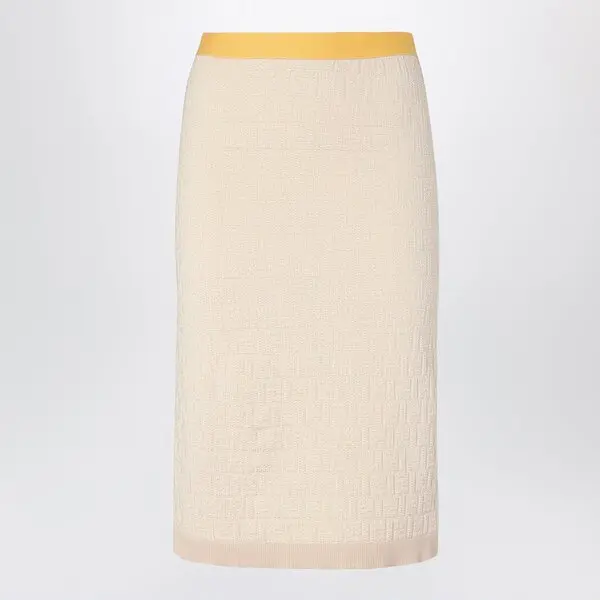 Fendi Light Beige Cotton And Silk Skirt - Yellow