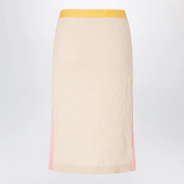 Fendi Light Beige Cotton And Silk Skirt - Yellow