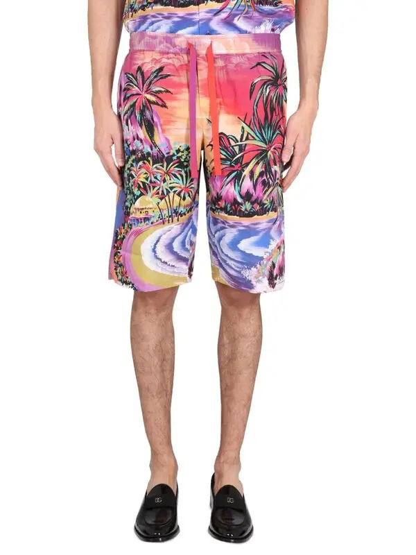 Dolce & Gabbana Bermuda Shorts With Hawaii Print - Multicolor