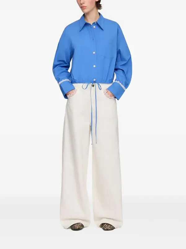 GANNI Organic Cotton Cropped Shirt - Multicolor