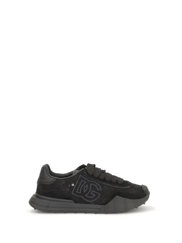 Dolce & Gabbana Leather And Lace Sneakers - Black
