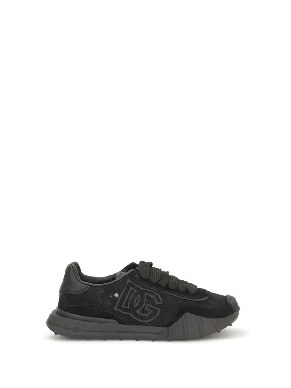 Dolce & Gabbana Leather And Lace Sneakers - Black