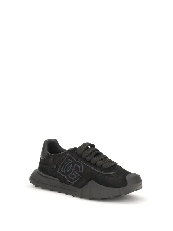 Dolce & Gabbana Leather And Lace Sneakers - Black