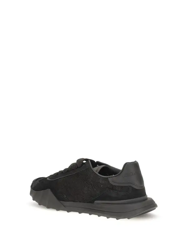 Dolce & Gabbana Leather And Lace Sneakers - Black