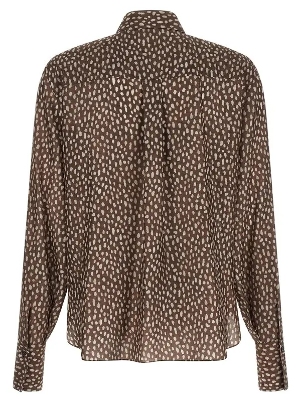 Brunello Cucinelli Lavallière Collar Shirt - Brown