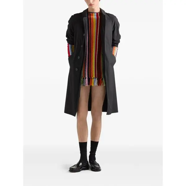 Prada Striped Fringe Knit Jumper - Orange