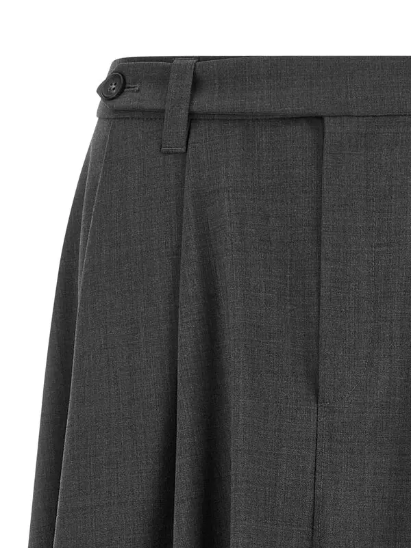Brunello Cucinelli Cool Wool Mélange Midi Skirt - Gray