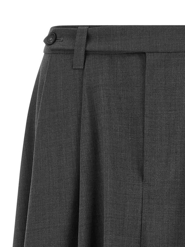 Brunello Cucinelli Cool Wool Mélange Midi Skirt - Gray
