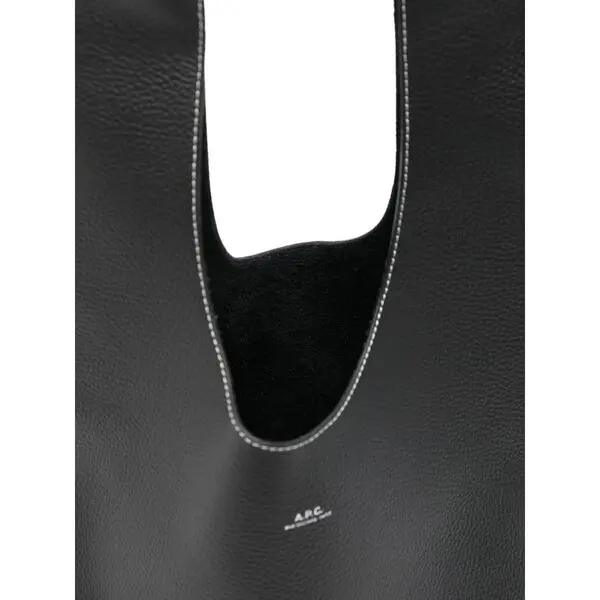 A.p.c. Calf Leather Tote Bag - Black