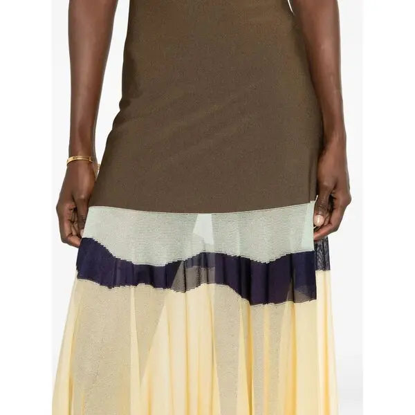 Fendi Horizontal-stripe Scoop Neck Fitted Day Dress