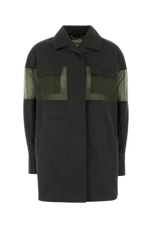 Fendi Olive Cotton Blend Jacket - Green