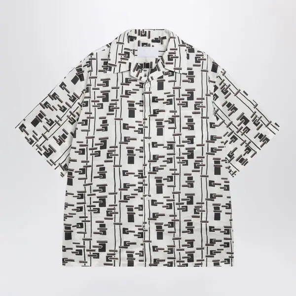Prada Natural/burgundy Printed Silk-blend Shirt - Red