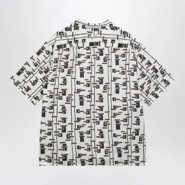 Prada Natural/burgundy Printed Silk-blend Shirt - Red