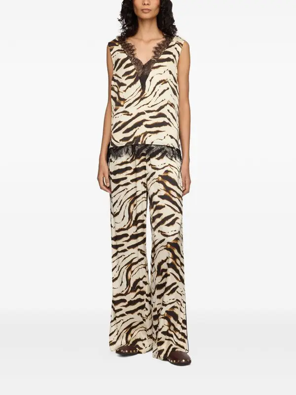 GANNI Zevra Print V-necked Top