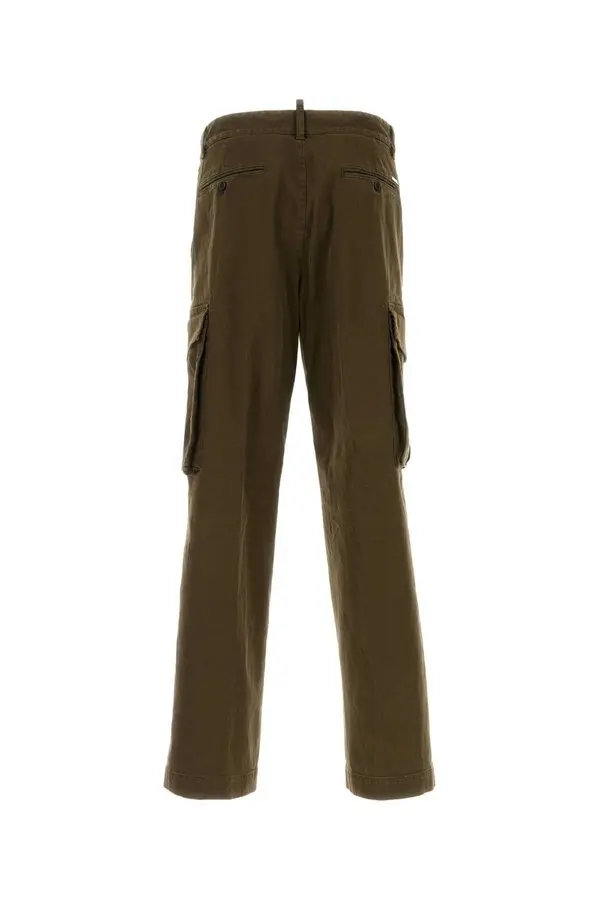 Dsquared2 Olive Stretch Cotton Loose Cargo Pant