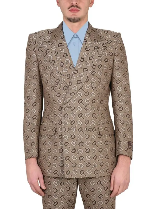 Gucci Maxi Clamp Pattern Cotton Jacket - Brown
