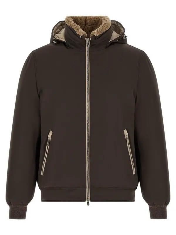 Brunello Cucinelli Detachable Hood Down Jacket - Brown