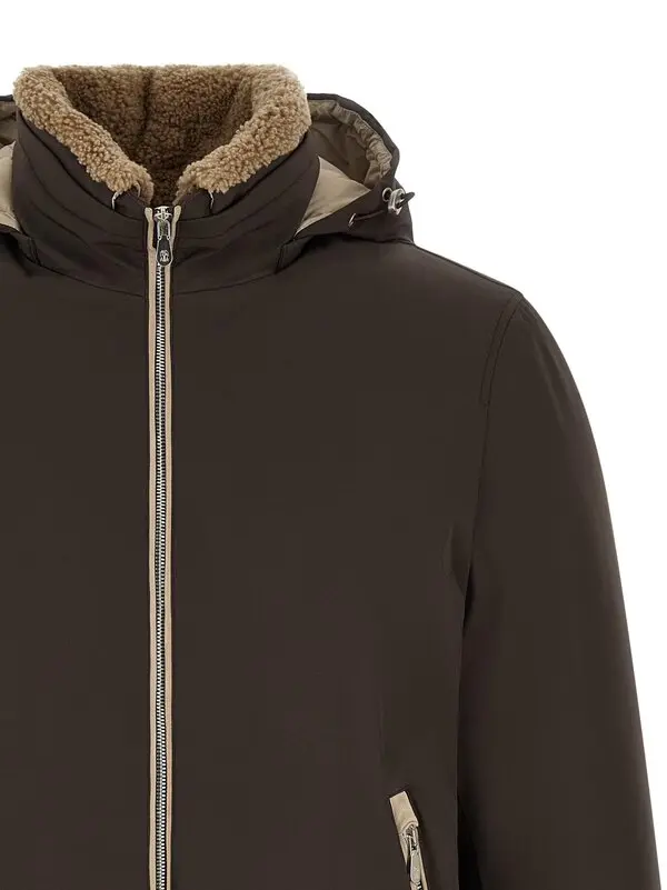 Brunello Cucinelli Detachable Hood Down Jacket - Brown
