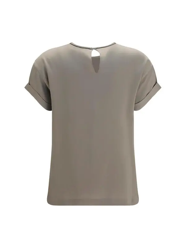 Brunello Cucinelli Silk Blouse With Monili Chain