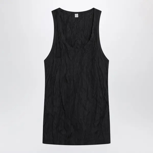 TOTEME Crinkled Cotton Tank Top - Black