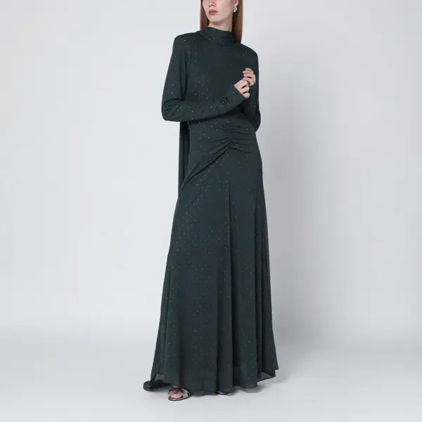 ROTATE BY BIRGER CHRISTENSEN Long Dress With Rhinestones - Green