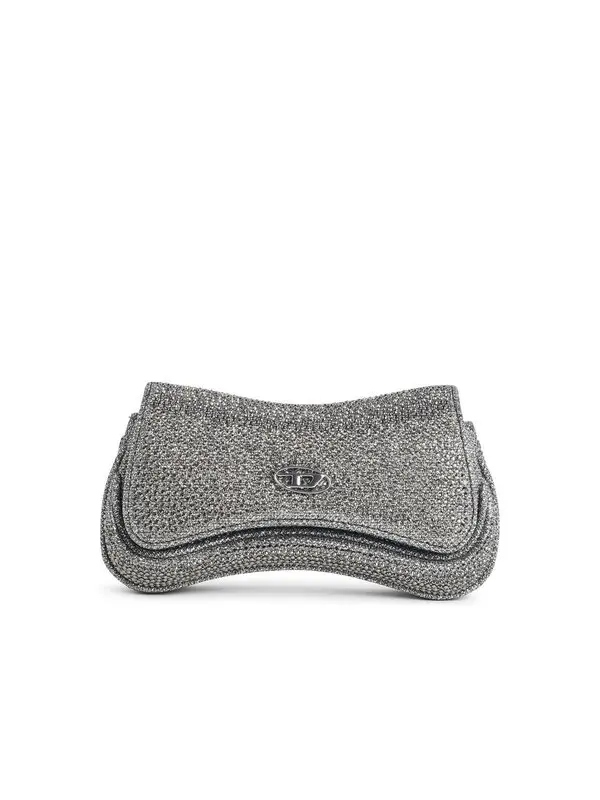 DIESEL® Play' Clutch In Silver Glitter Fabric
