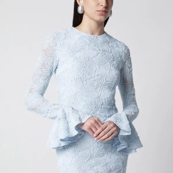 ROTATE BY BIRGER CHRISTENSEN Light Ruffled Mesh Mini Dress - Blue