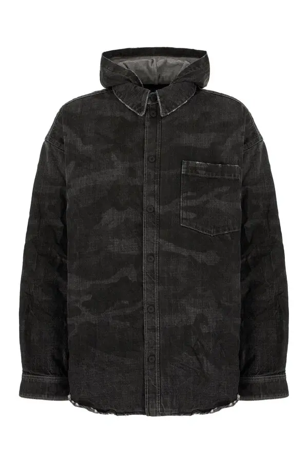 Balenciaga Camouflage Denim Hooded Shacket - Multicolor