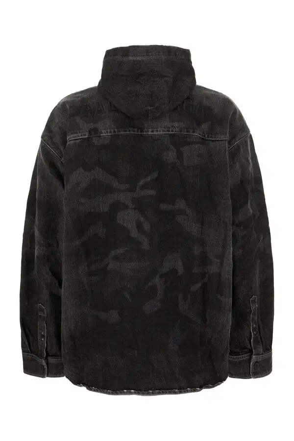Balenciaga Camouflage Denim Hooded Shacket - Multicolor