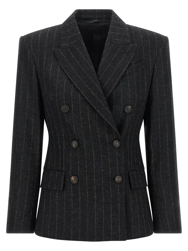 Brunello Cucinelli Pinstripe Blazer - Gray