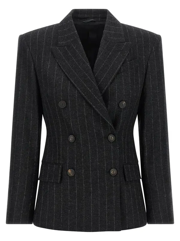 Brunello Cucinelli Pinstriped Tailored Blazer - Gray