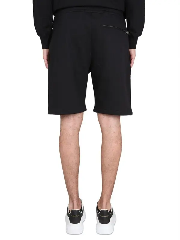 Alexander McQueen Bermuda Shorts With Graffiti Logo Print