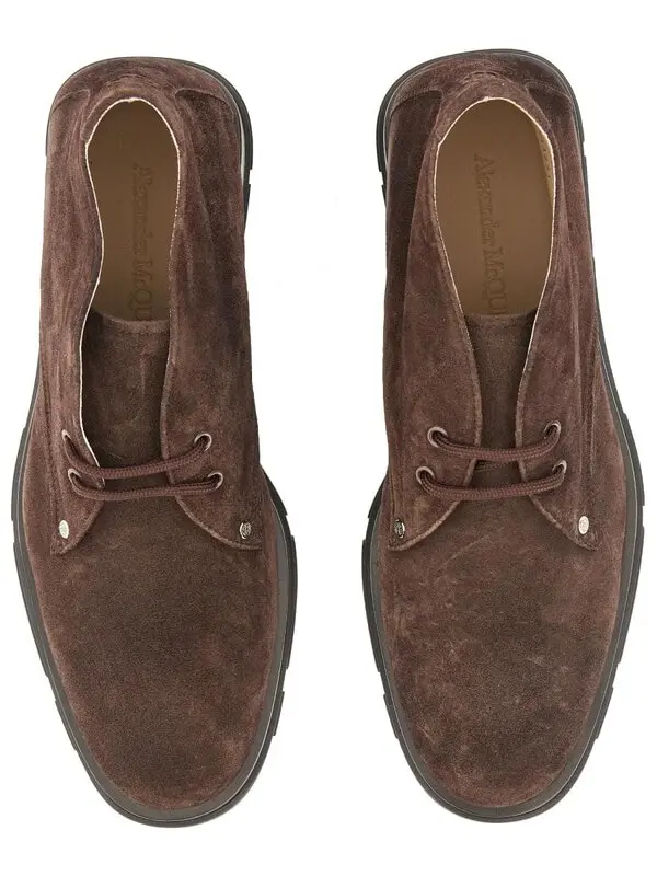 Alexander McQueen Suede Lace Up Boots - Brown