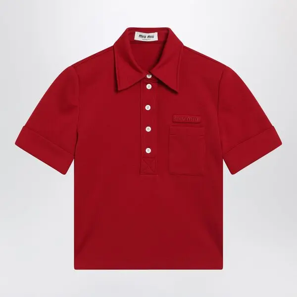 Miu Miu Ruby Technical Jersey Polo - Red