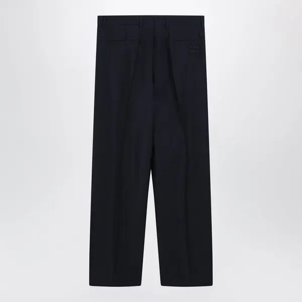 Miu Miu Navy Wool-blend Trousers
