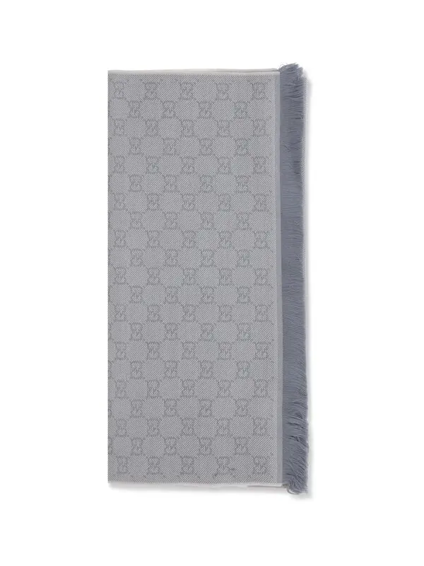 Gucci Gg Supreme Embroidered Wool Scarf - Gray