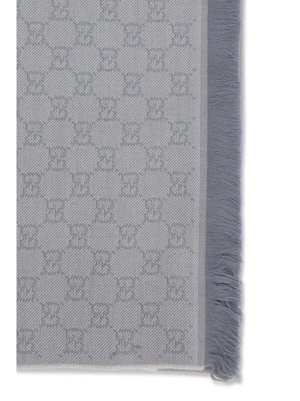 Gucci Gg Supreme Embroidered Wool Scarf - Gray