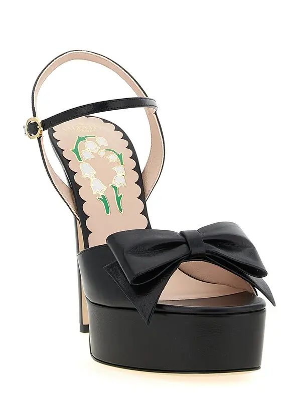 Valentino Garavani Bowow Leather Sandals - Black