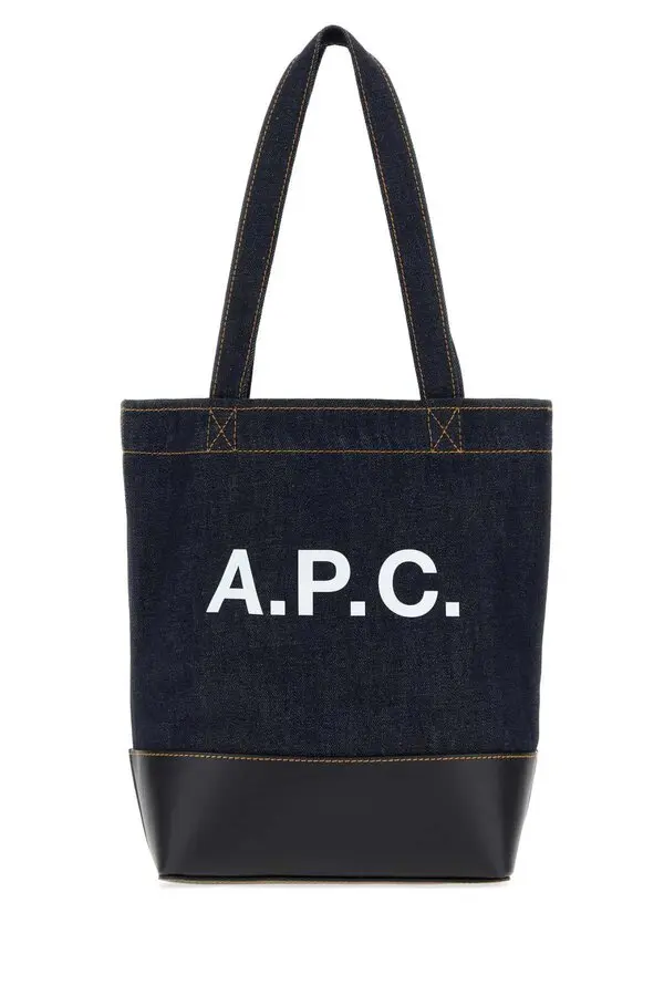A.p.c. Dark Denim And Leather Axelle Shopping Bag - Blue