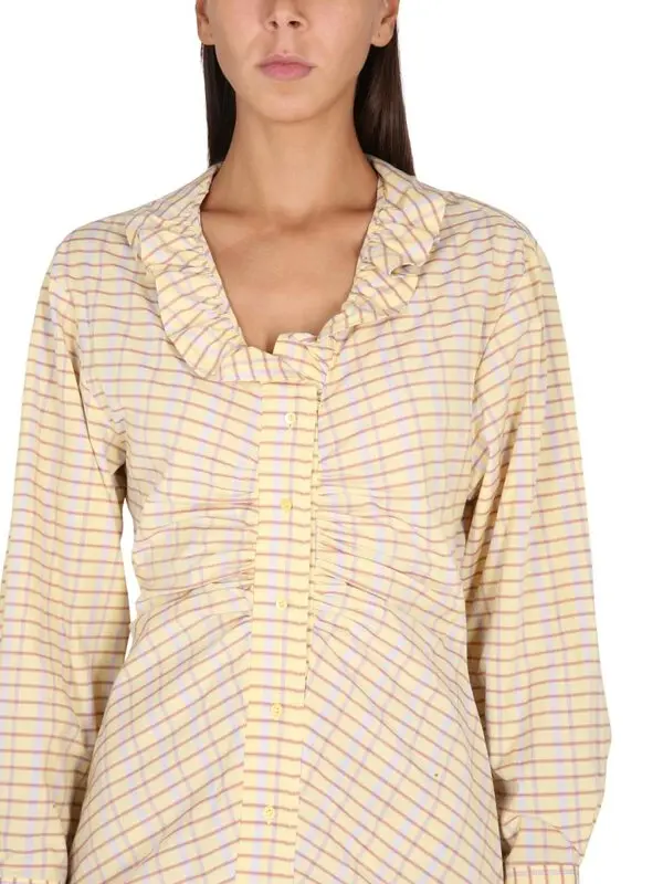 Isabel Marant Étoile Ruffled Plaid Shirt Dress - Yellow