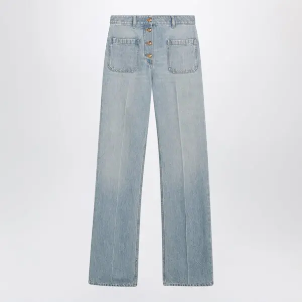 Valentino Garavani Straight-leg Cotton Denim Jeans In Light - Blue