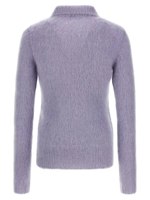 Gucci Mohair Blend Polo Cardigan - Purple