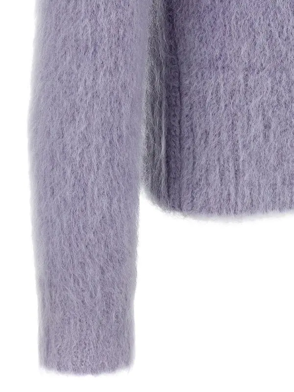 Gucci Mohair Blend Polo Cardigan - Purple