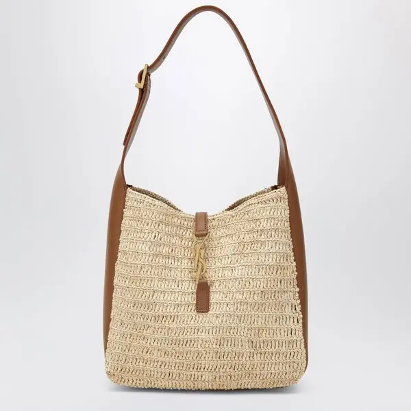 Saint Laurent Le 5 À 7 Raffia And Leather Bag - Cream