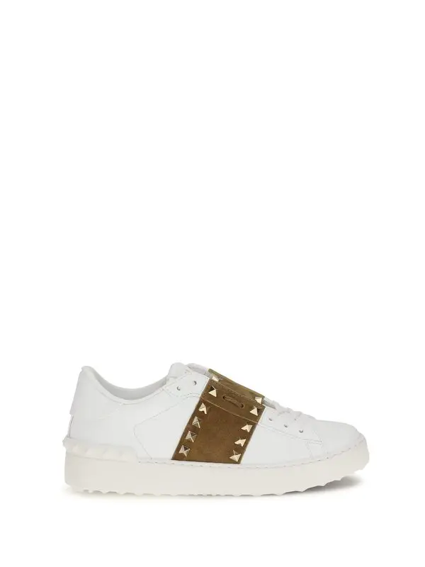 Valentino Garavani Rockstud Untitled Sneakers With Suede Band - White