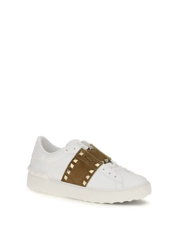 Valentino Garavani Rockstud Untitled Sneakers With Suede Band - White