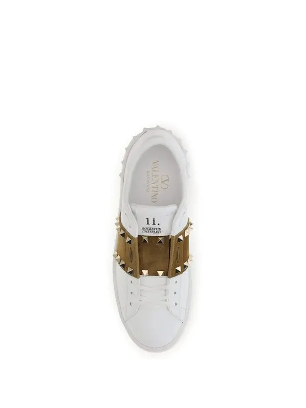 Valentino Garavani Rockstud Untitled Sneakers With Suede Band - White
