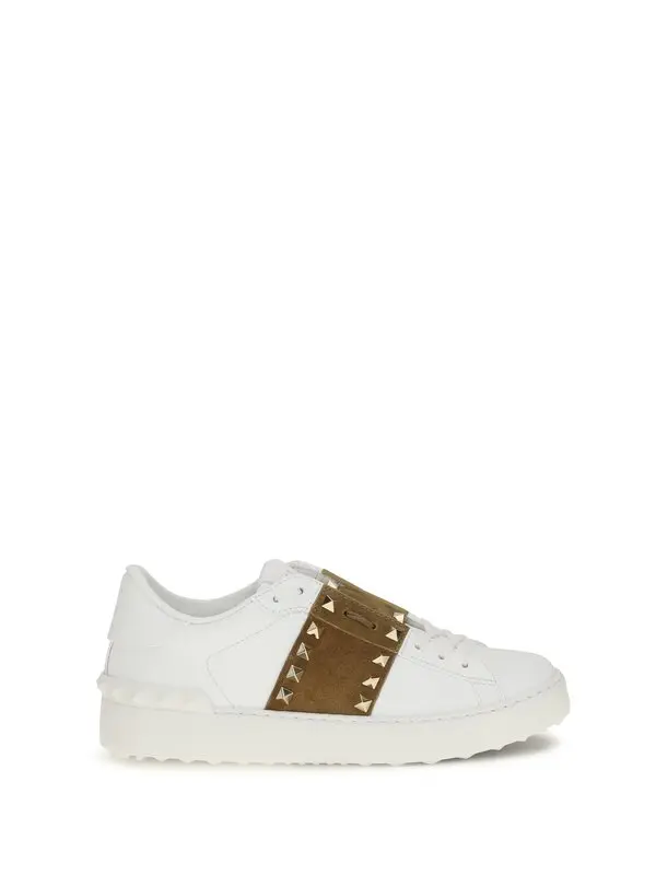 Valentino Garavani Rockstud Untitled Sneakers With Suede Band - White