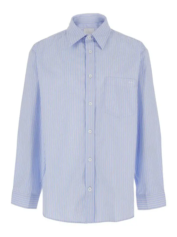 A.p.c. Light Blue Long-sleeved Shirt With Classic Collar And Striped Motif In Cotton For - Multicolor